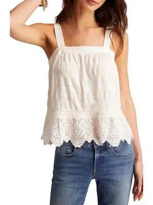 Lucky Brand Embroidered Eyelet Cotton Tank - Whisper White