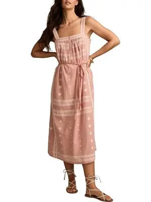 Lucky Brand Mixed Print Cotton Midi Sundress - Blush