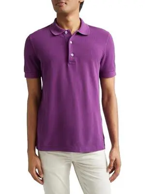 TOM FORD Lyocell & Cotton Piqué Polo - Bright Orchid