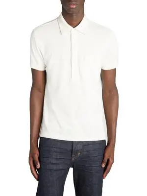 TOM FORD Lyocell & Cotton Piqué Polo - White