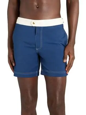 TOM FORD Poplin Swim Trunks - X7baw Dark Blue/white