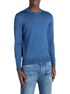 TOM FORD Fine Gauge Cashmere & Silk Crewneck Sweater - Hb585 Bright Indigo