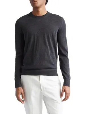 TOM FORD Fine Gauge Cashmere & Silk Crewneck Sweater - Ig680 Light Charcoal
