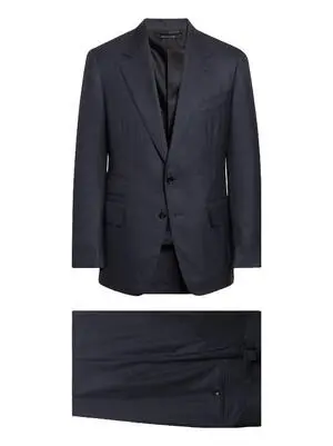 TOM FORD Shelton Shadow Windowpane Check Wool & Silk Suit - Navy