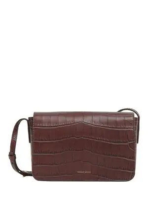 MANSUR GAVRIEL Clio Croc Embossed Leather Shoulder Bag - Chocolate