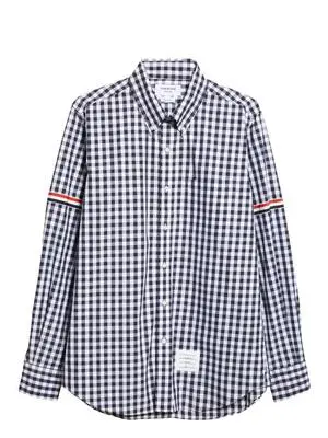 Thom Browne Armband Stripe Cotton Button Down Shirt - Navy