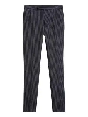 Thom Browne Fit Pinstripe Wool Backstrap Pants - Navy