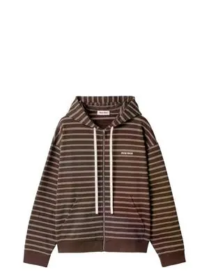 Miu Miu Hooded Zip-up Sweatshirt - Brown