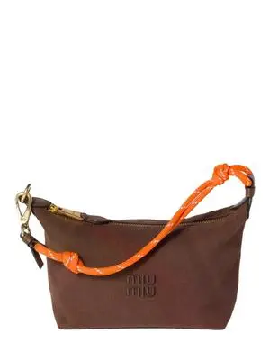 Miu Miu Mini Gabardine Zip Bag - Brown