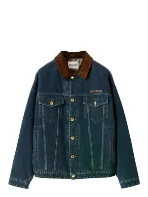 Miu Miu Denim Jacket With Velvet Collar - Blue