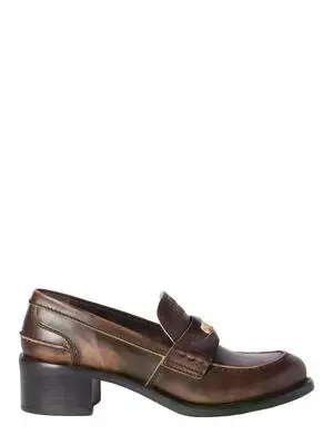 Miu Miu Leather Loafers - Brown