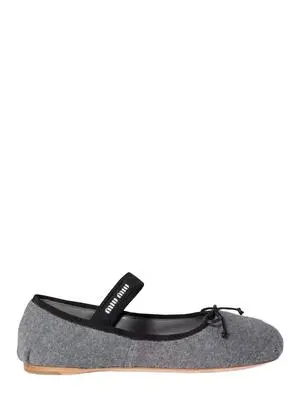 Miu Miu Bow-embellished Elastic-strap Ballet Flats - Grey