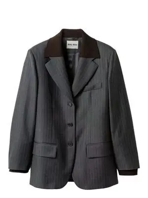 Miu Miu Pinstripe Lapel Jacket - Grey