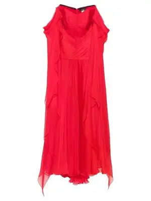 M.MARQUISE Monica Pleated Ruffled Dress - Red