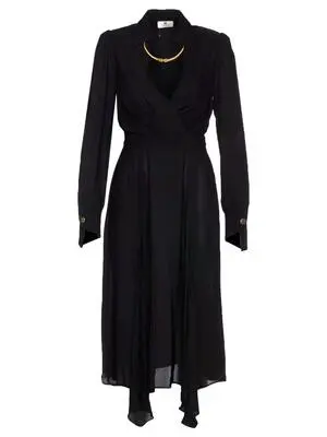 Elisabetta Franchi V-neck Midi Dress With Logo Necklace - Black