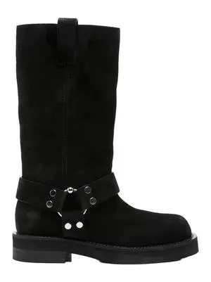 3JUIN Demi Buckle-strap Suede Boots - Black