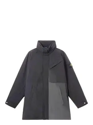 Stone Island High-neck Patch-pocket Coat - Blue