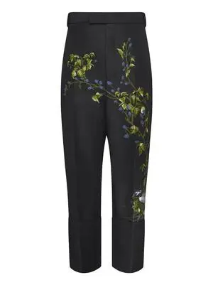 Thom Browne Floral-embroidered Trousers - Black
