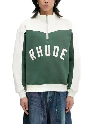 Rhude Embroidered Colour-block Half-zip Sweatshirt - Green