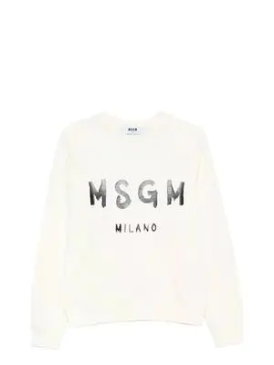 MSGM Logo-embroidered Cotton Sweatshirt - White