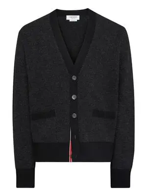 Thom Browne Knitted V-neck Cardigan - Black
