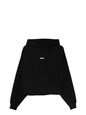 MSGM Logo Detailed Hooded Top - Black