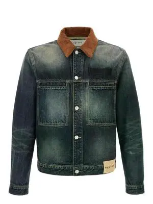 Alexander McQueen Corduroy-collar Denim Trucker Jacket - Blue