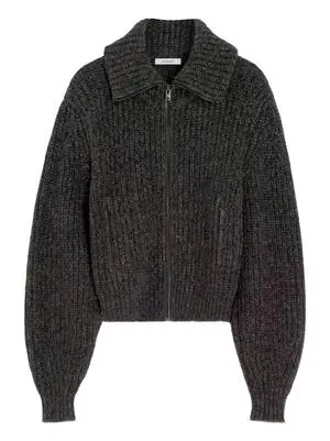 LEMAIRE Ribbed Zip-up Cardigan - Brown
