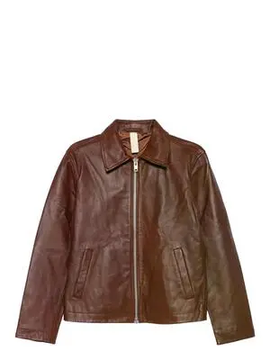 SUNFLOWER Leather Zip-up Jacket - Brown