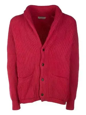 LANEUS Ribbed Shawl-Collar Cardigan