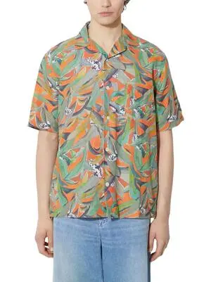 CORRIDOR Leaf-print Short-sleeve Shirt - Orange
