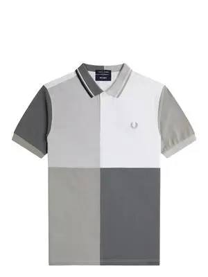 Fred Perry X Beams Panelled Cotton Polo Shirt - Grey