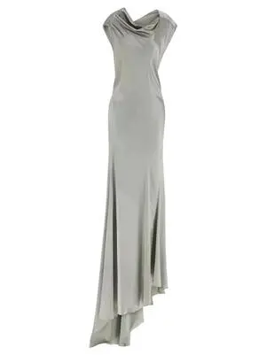 Alberta Ferretti Asymmetrical Cowl-neck Dress - Grey