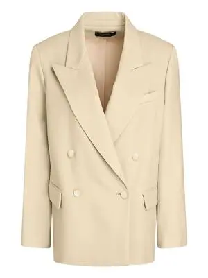 JOSEPH Jaden Double-breasted Wool-blend Twill Blazer - Cream