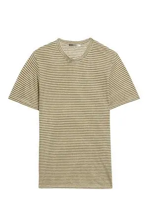 Isabel Marant Leon Striped Cotton And Linenblend Jersey Tshirt - Army Green