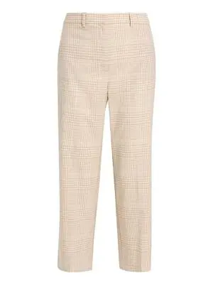 Theory Roswell Checked Wool-tweed Straight-leg Pants - Beige