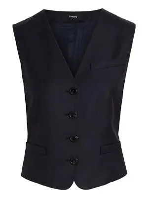 Theory Wool-Twill Vest Navy