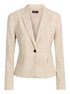 Theory Roswell Checked Wool-tweed Blazer - Beige