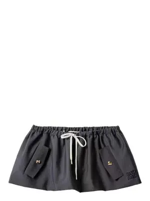 Miu Miu Bonded Logo-detail Drawstring Skirt - Blue