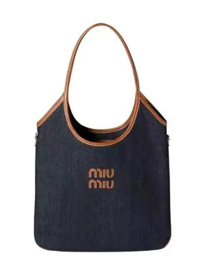 Miu Miu Leather-trimmed Denim Shoulder Bag - Blue