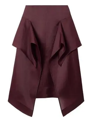 Khaite Nina Asymmetric Silk-organza Midi Skirt - Burgundy