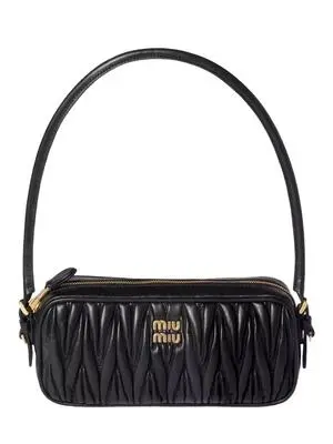 Miu Miu Matelassé Leather Mini Bag - Black