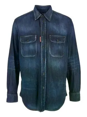 Dsquared2 Double-pockets Elbow-patched Denim Shirt - Blue