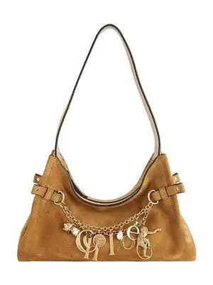Chloé Charms Suede Hobo Bag - Gold Khaki
