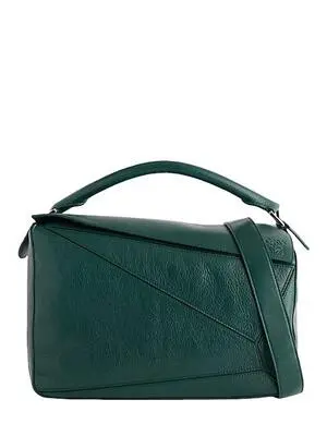 Loewe Puzzle Large Leather Top Handle Bag - Evergreen