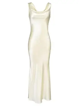 House Of Cb Safaira Cowl-neck Satin Maxi Dress - Lemon