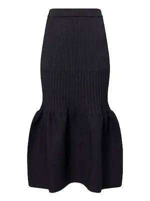 CFCL Fluted Mermaid Flared Knitted Midi Skirt - Black