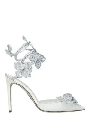Rene Caovilla Floriane 105 Embellished Heeled Sandals - White