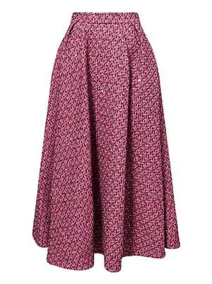 Alessandra Rich Sequin Pleated Woven Midi Skirt - Pink-white
