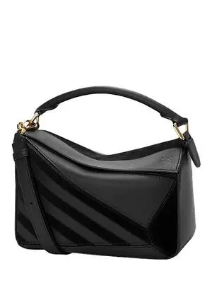 Loewe Puzzle Stripes Small Leather Top-handle Bag - Black
